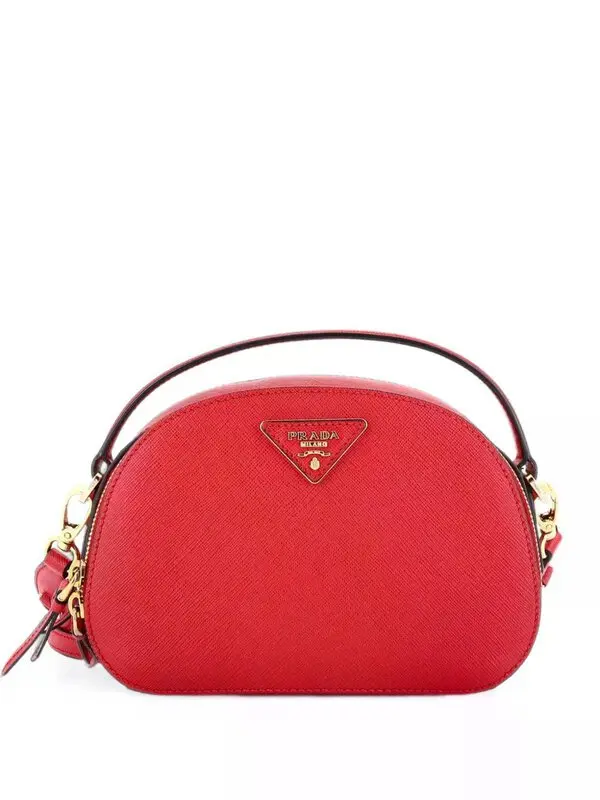 Prada Odette Top Handle Bag Saffiano Leather Small Shoulder Bag - Red