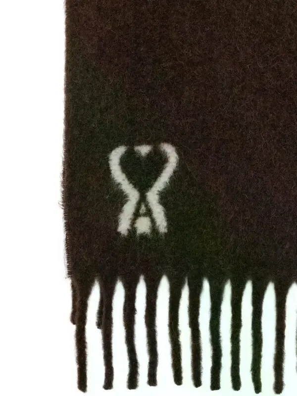 AMI Paris De Coeur Fringed Scarf
