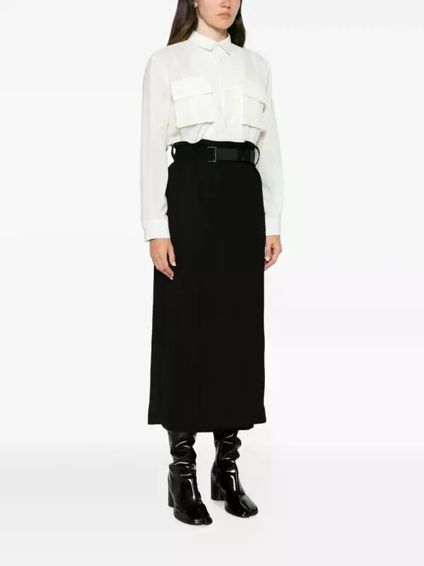 Sacai Belted Layered Midi Dress