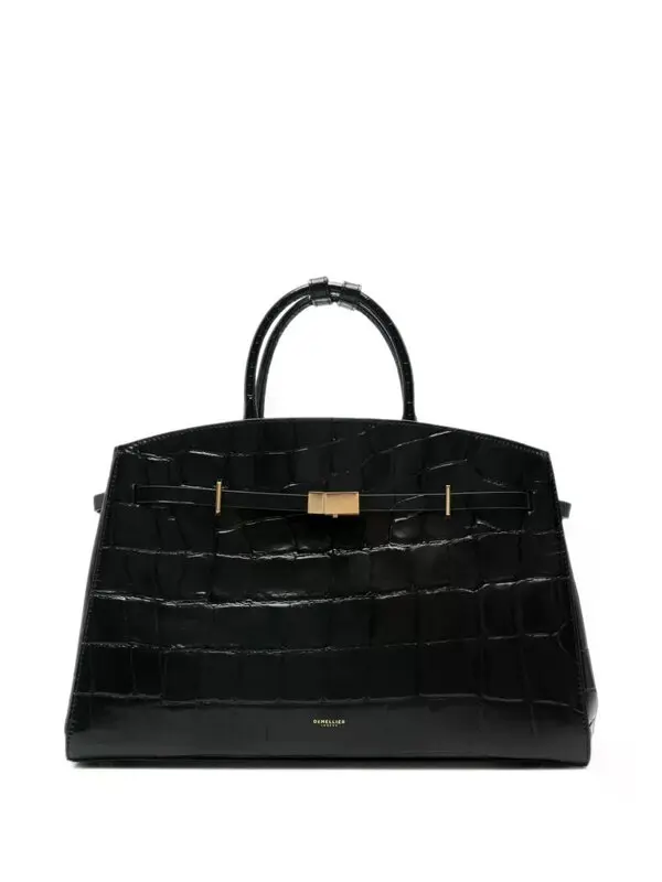 DEMELLIER Hudson Croc-effect Tote Bag - Black
