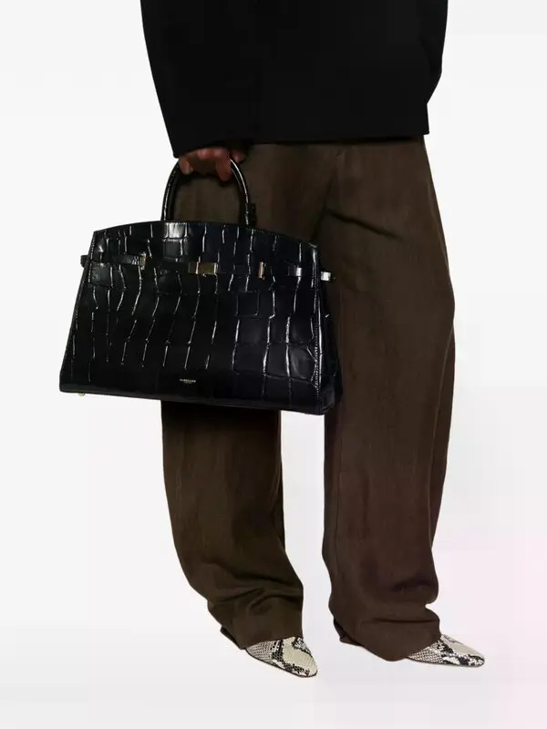 DEMELLIER Hudson Croc-effect Tote Bag - Black