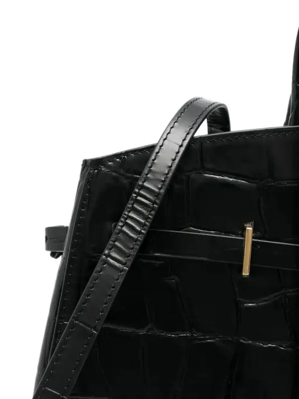 DEMELLIER Hudson Croc-effect Tote Bag - Black