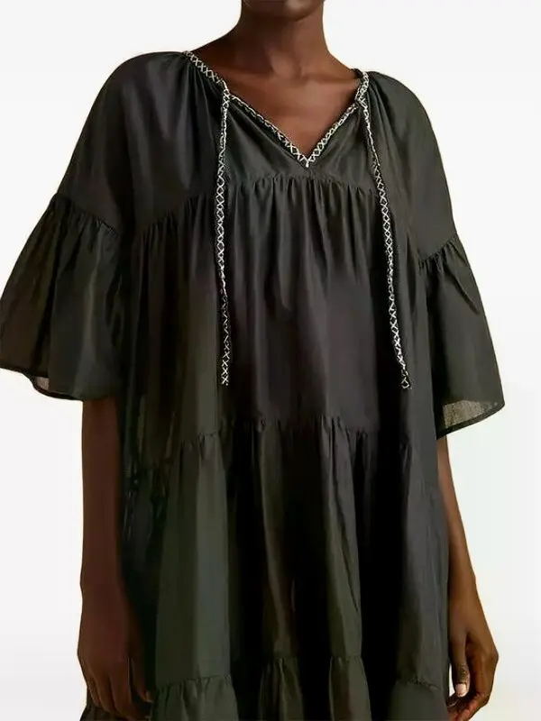 Merlette Paradis Nes Embroidered Tiered Dress
