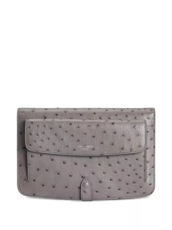 Dolce & Gabbana Ostrich-leather Clutch Bag - Grey