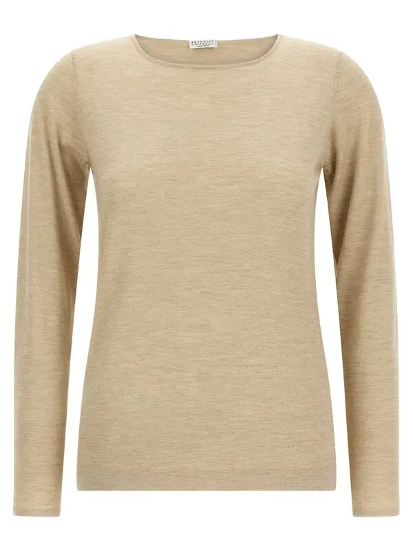 Brunello Cucinelli Scollo A Barchetta In Lurex' Sweater - Cream
