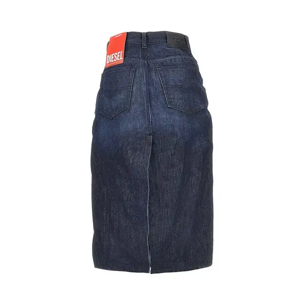 DIESEL® Creased Denim Midi Skirt