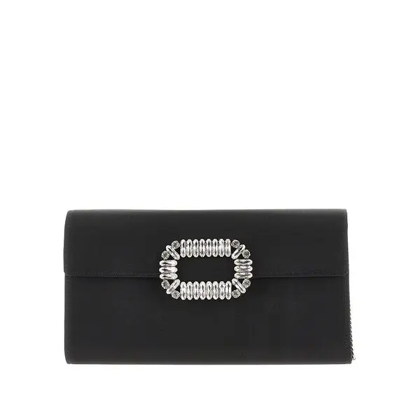 ROGER VIVIER Sexy Choc' Satin Clutch - Black