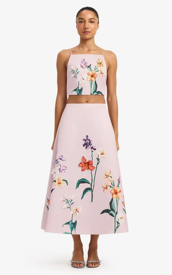 LEO LIN Bea Embroidered Faille Top