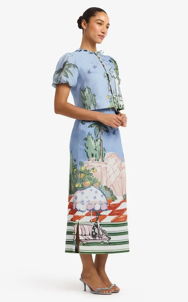 LEO LIN Rowan Crepe Midi Skirt