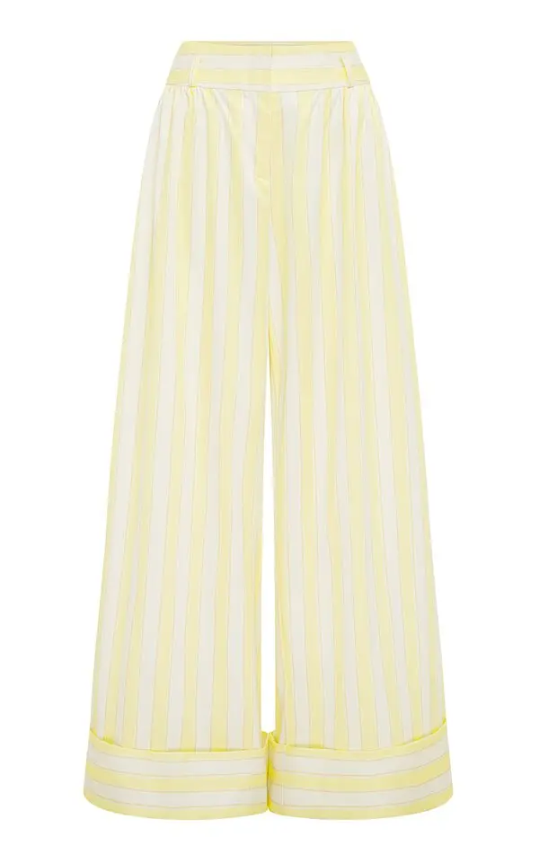 LEO LIN Nico Striped Stretch-cotton Wide-leg Pants