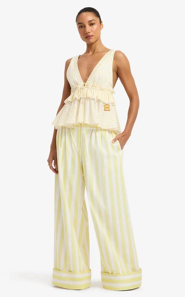 LEO LIN Nico Striped Stretch-cotton Wide-leg Pants