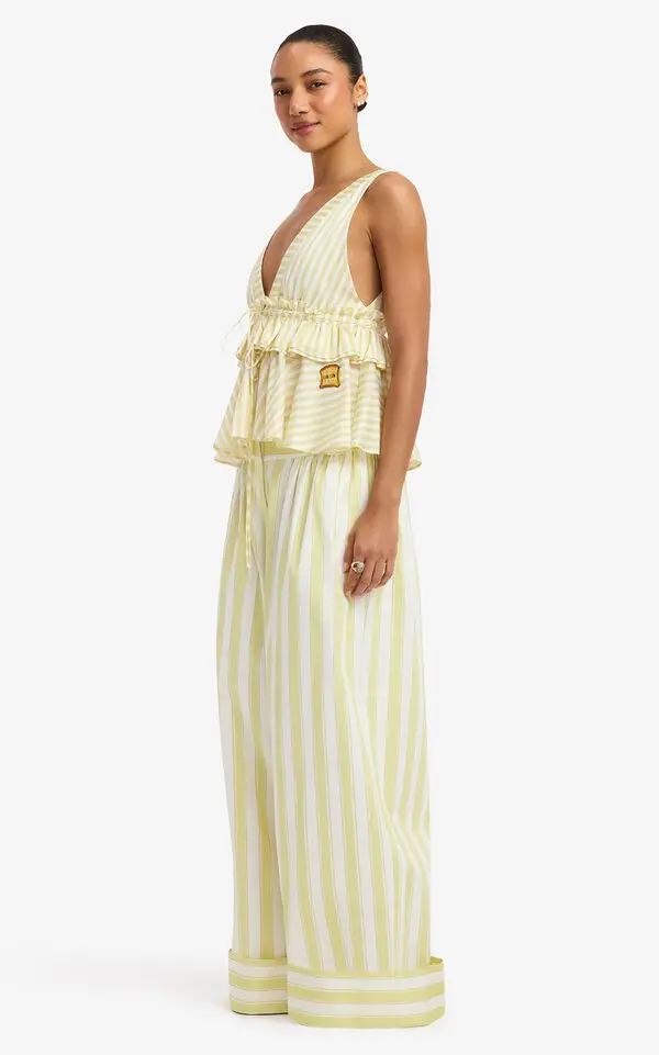 LEO LIN Nico Striped Stretch-cotton Wide-leg Pants