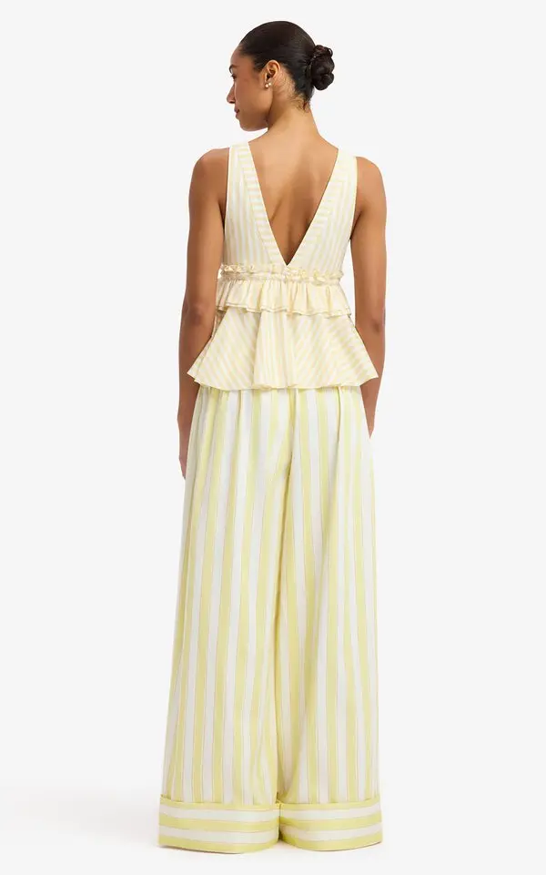 LEO LIN Nico Striped Stretch-cotton Wide-leg Pants