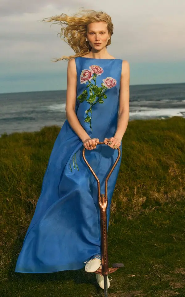 LEO LIN Yumei Embellished Silk Gown