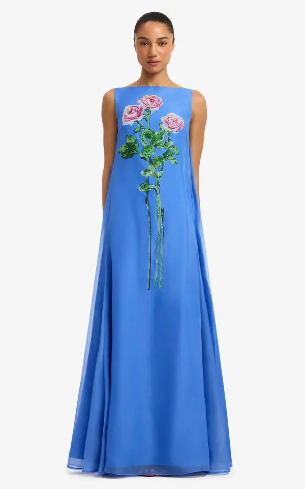 LEO LIN Yumei Embellished Silk Gown