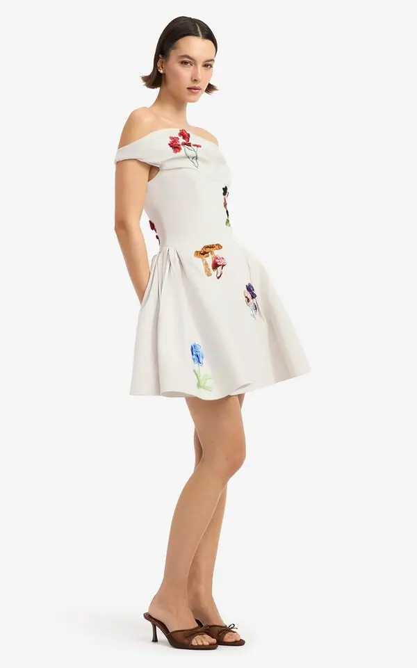 LEO LIN Camille Embroidered Cotton-linen Mini Dress