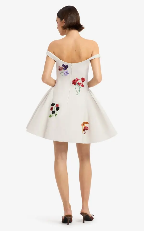 LEO LIN Camille Embroidered Cotton-linen Mini Dress