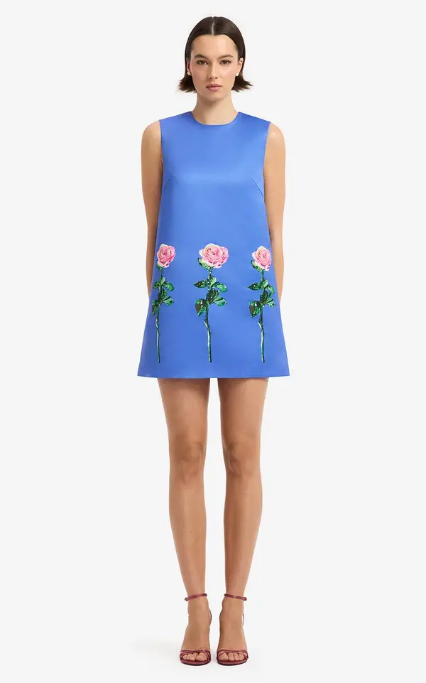 LEO LIN Yvonne Embellished Satin Mini Dress