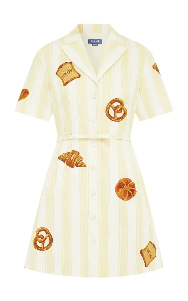 LEO LIN Brigitte Embroidered Cotton Mini Dress