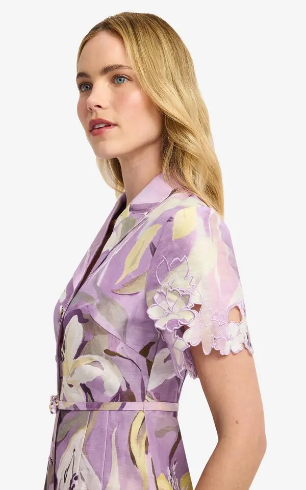 LEO LIN Brigitte Applique Linen-silk Mini Dress