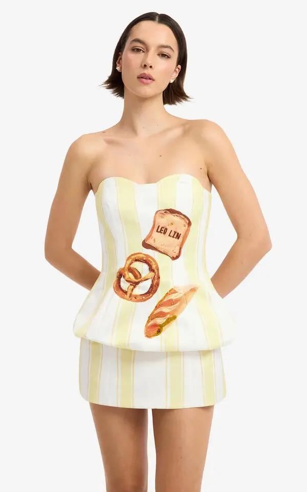 LEO LIN Roxie Embellished Twill Mini Dress - Yellow