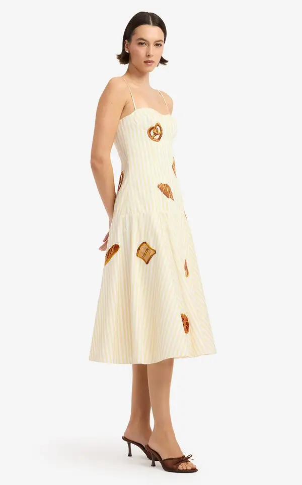 LEO LIN Marisol Embroidered Cotton Midi Dress