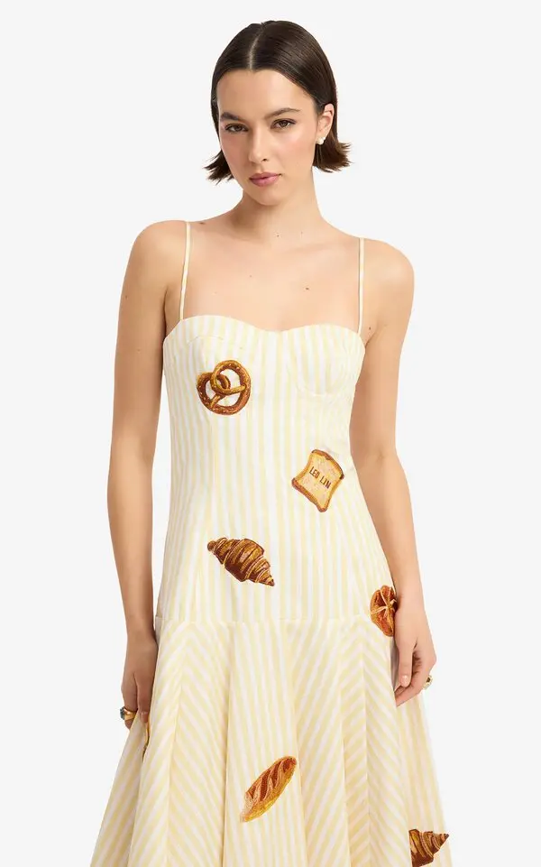 LEO LIN Marisol Embroidered Cotton Midi Dress