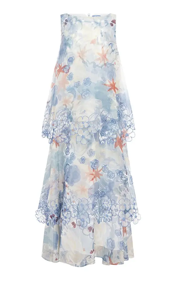 LEO LIN Delphine Tiered Silk Maxi Dress