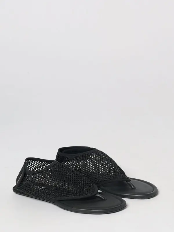 Alaïa Alaia Mesh Nylon Low-heeled Sandals With Perforated Design And Hook-and-loop Closure