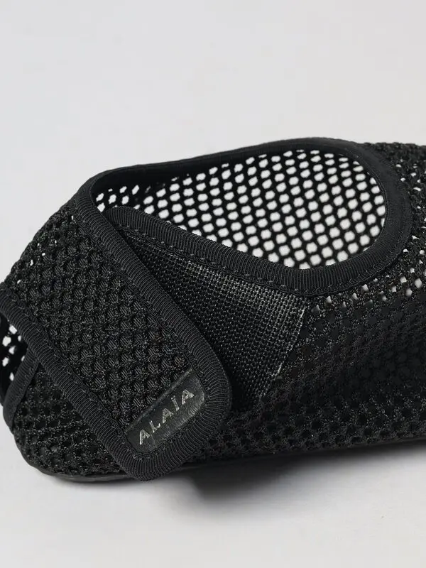 Alaïa Alaia Mesh Nylon Low-heeled Sandals With Perforated Design And Hook-and-loop Closure