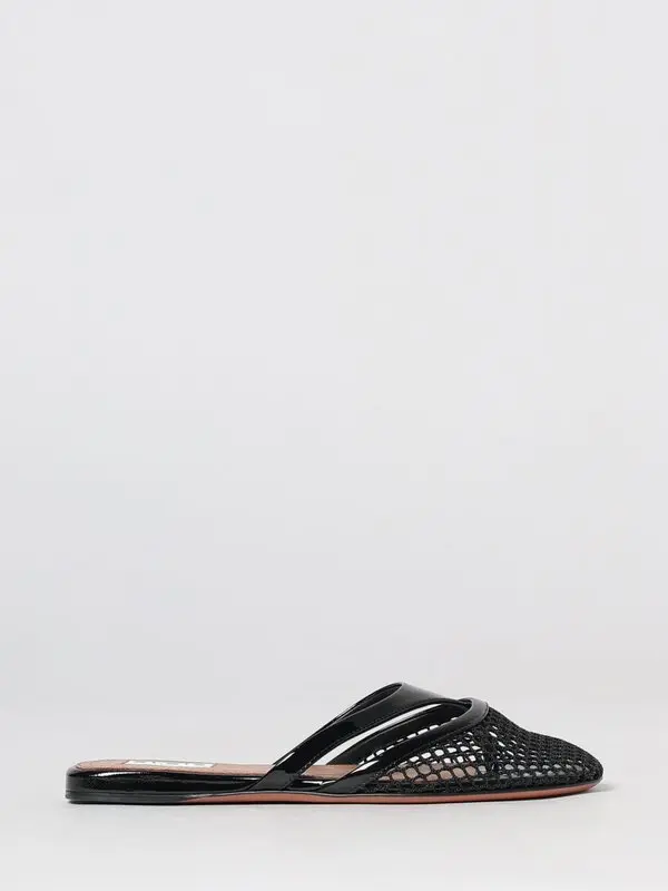 Alaïa Alaia Low Thong Mules In Patent Leather And Pvc With Perforated Pattern