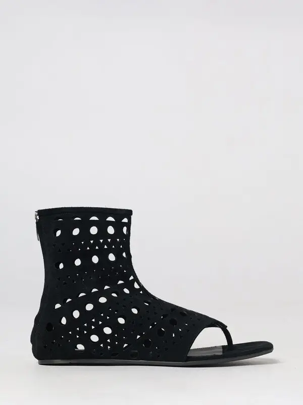Alaïa Alai�a Vienne Suede Thong Sandals With Back Zip - Black