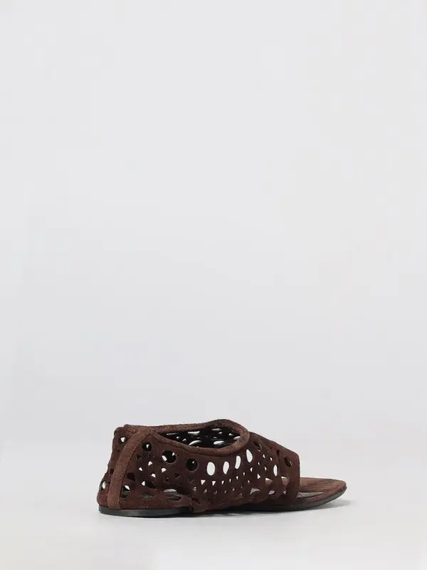 Alaïa Alaia Vienne Perforated Suede Thong Mule Sandals - Brown