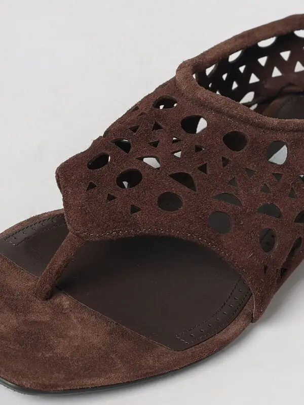 Alaïa Alaia Vienne Perforated Suede Thong Mule Sandals - Brown