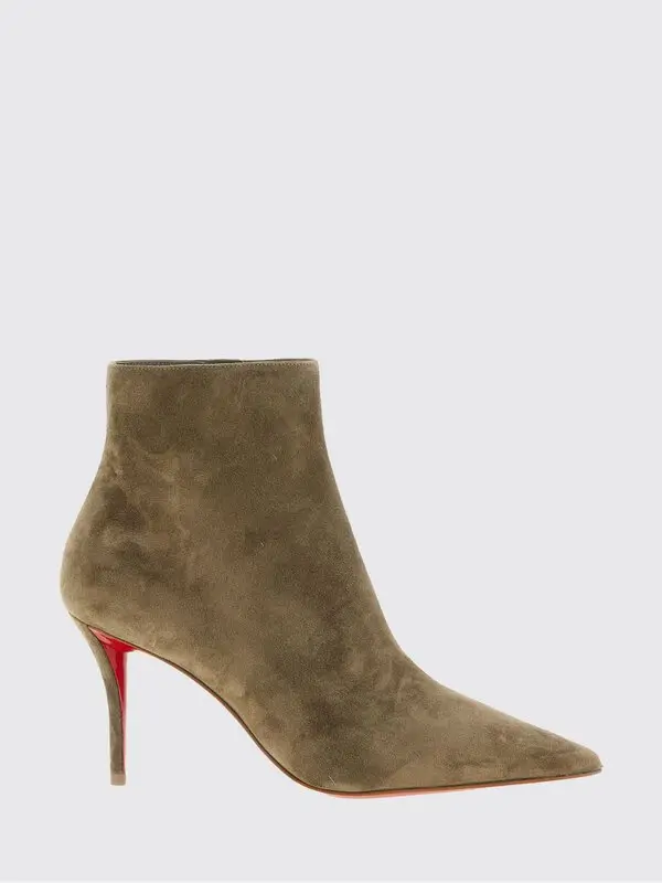 CHRISTIAN LOUBOUTIN Miss Z Suede Ankle Boots With Stiletto Heel And Zip - Gray