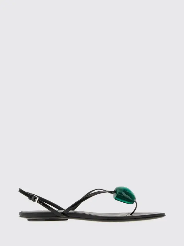 Alaïa Alaia Leather Thong Sandals With Applied Stones And Low Heel - Black