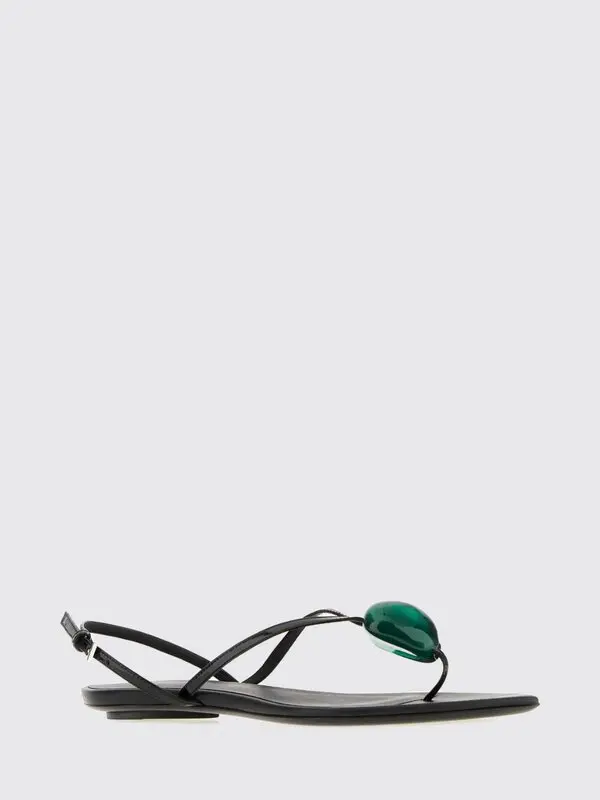 Alaïa Alaia Leather Thong Sandals With Applied Stones And Low Heel