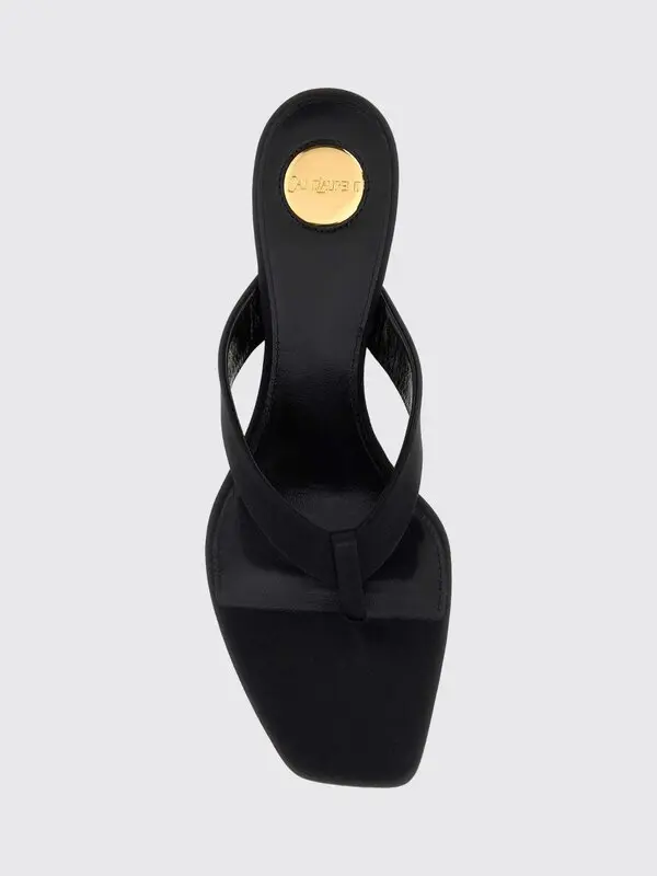 Saint Laurent Frida Satin Thong Mule Sandals With Square Toe And Low Heel