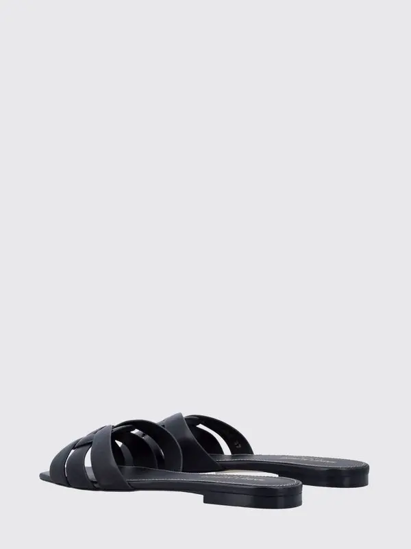 Saint Laurent Tribute Leather Mules With A Square Toe And Low Heel - Black