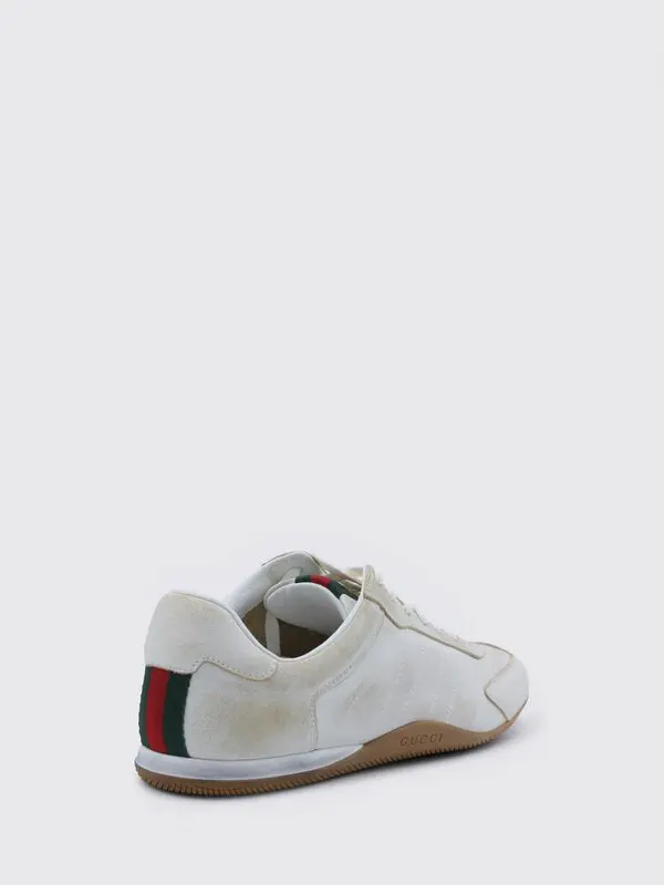 Gucci Shift Sneakers In Aged Leather - White