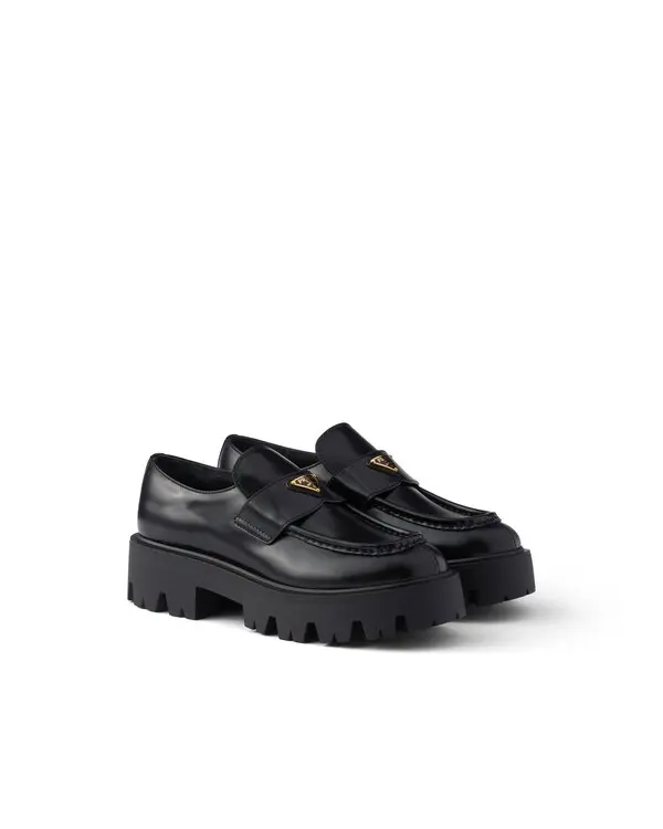 Prada Brushed Leather Loafers