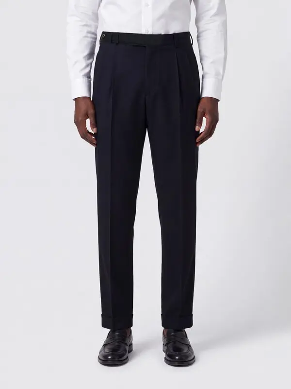 PT TORINO Slim Fit Pleated Gabardine Tailored Trousers - Black