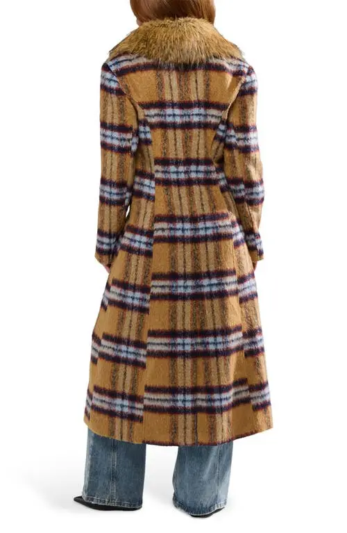 AZALEA WANG Talora Faux Fur Collar Trench Coat