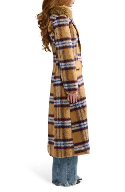 AZALEA WANG Talora Faux Fur Collar Trench Coat