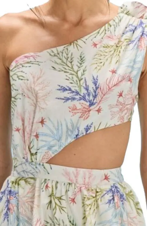 PatBO Seaweed One Shoulder Mini Dress
