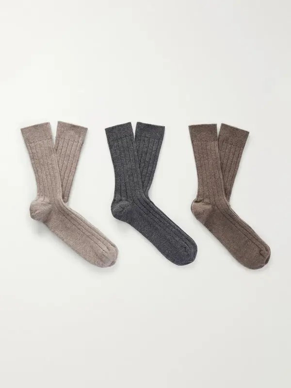 Johnstons Of Elgin Set Of Three Cashmere-blend Socks - Multi