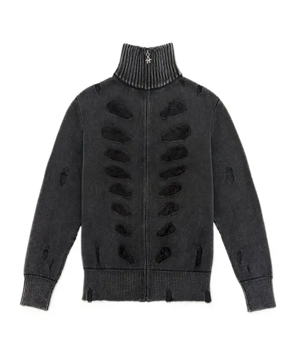 AVAVAV Distressed Zip-up Cardigan