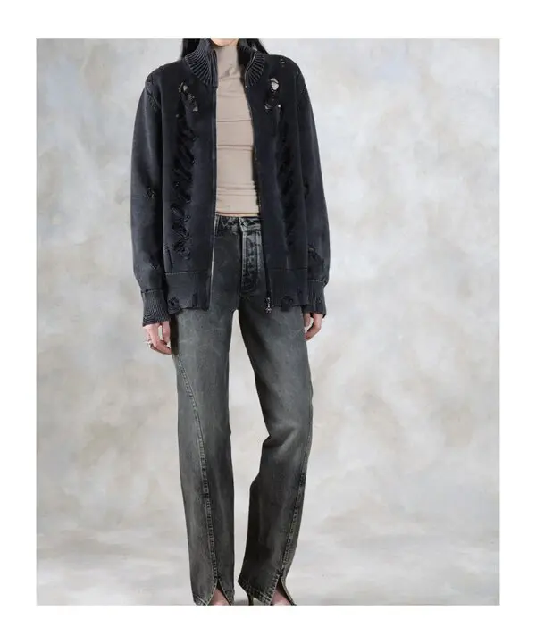 AVAVAV Distressed Zip-up Cardigan