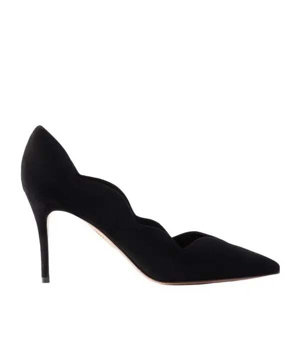 AQUAZZURA Fan-shaped Suede High Heels - Black