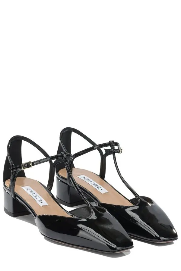 AQUAZZURA Patent Leather T-strap High Heels